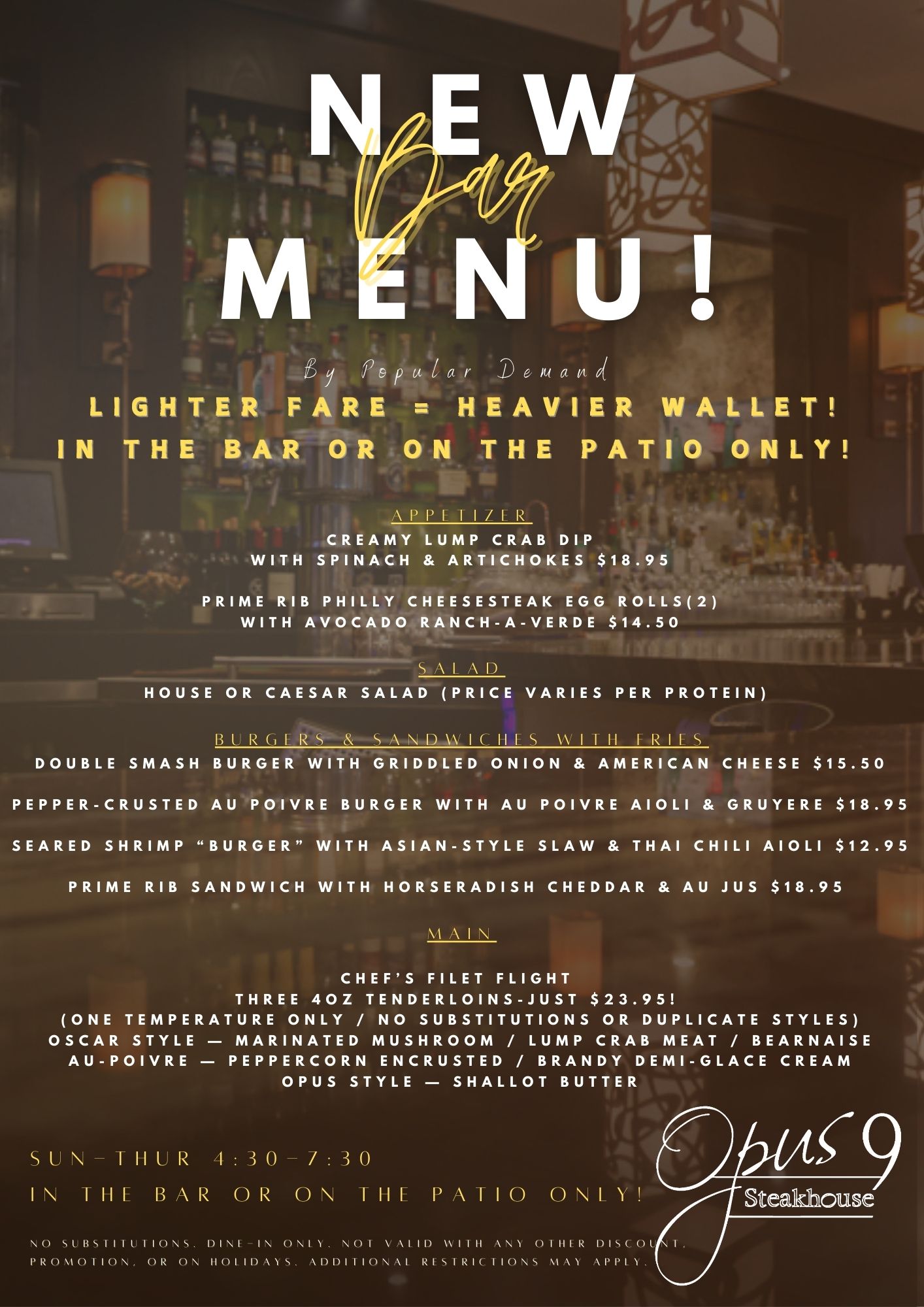 Specials - Opus 9 Steakhouse