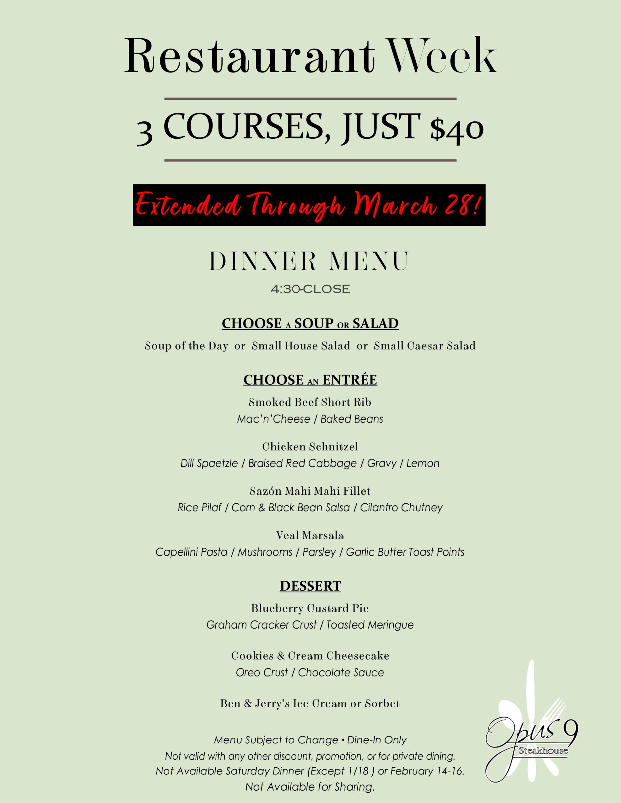 Specials - Opus 9 Steakhouse
